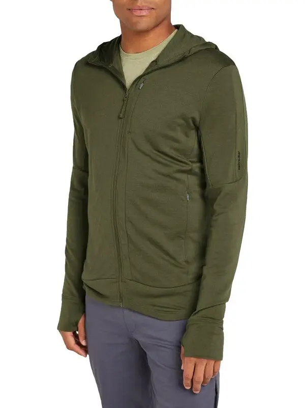 Icebreaker 260 Quantum Merino Wool Hooded Jacket - Loden