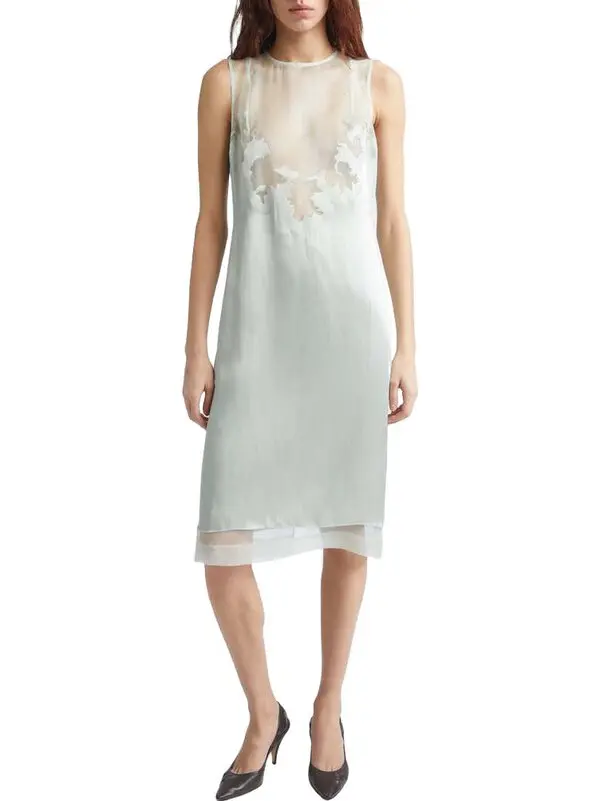 JULIE KEGELS Floral Cutwork Satin And Silk Organza Midi Dress - 4002 Mint