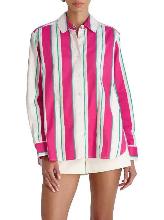 French Connection Striped Button-up Shirt - Havana Stripe