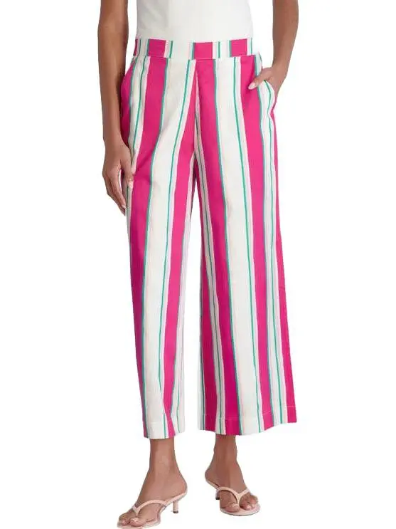 French Connection Striped Wide Leg Crop Pants - Havana Stripe