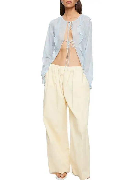 Lioness Tie Front Top - Mint Plaid