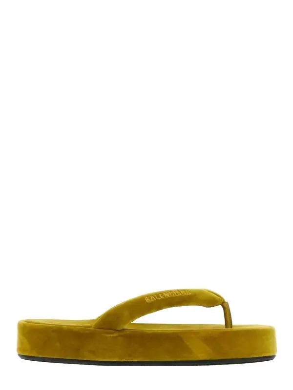 Balenciaga Jet Lag Velvet Slippers - Yellow