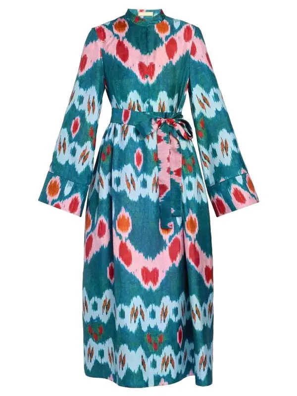 Erdem Ikat Print Midi Dress - Blue
