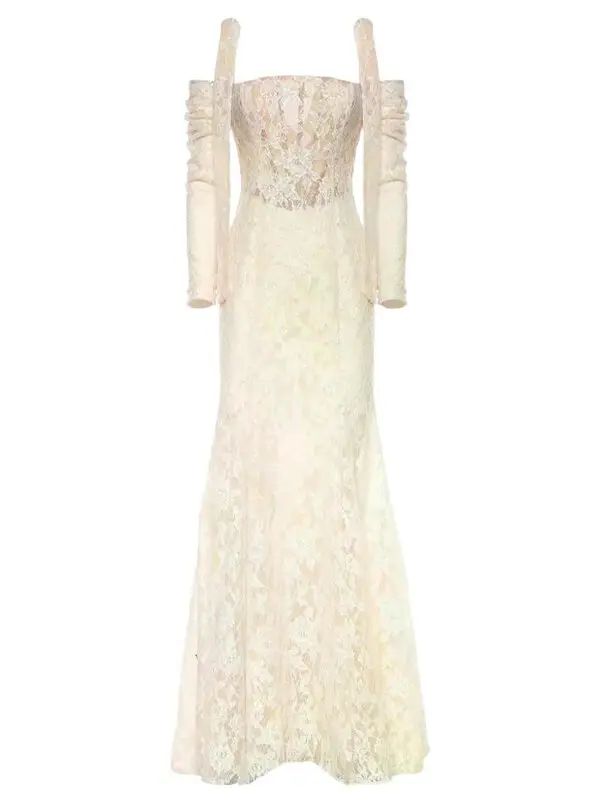 Galia Lahav Camellia Lace-up Dress - Neutrals