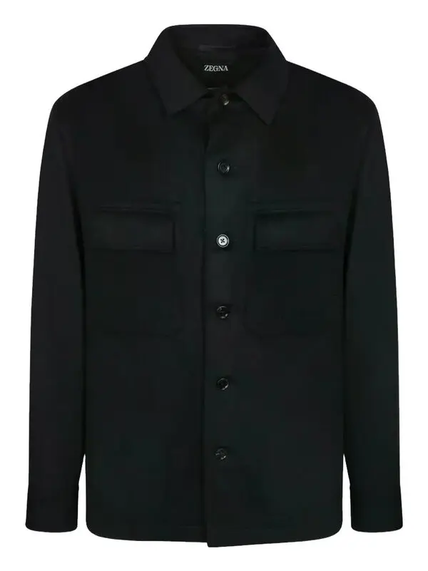 Zegna Cashmere Pocket-detail Overshirt - Black