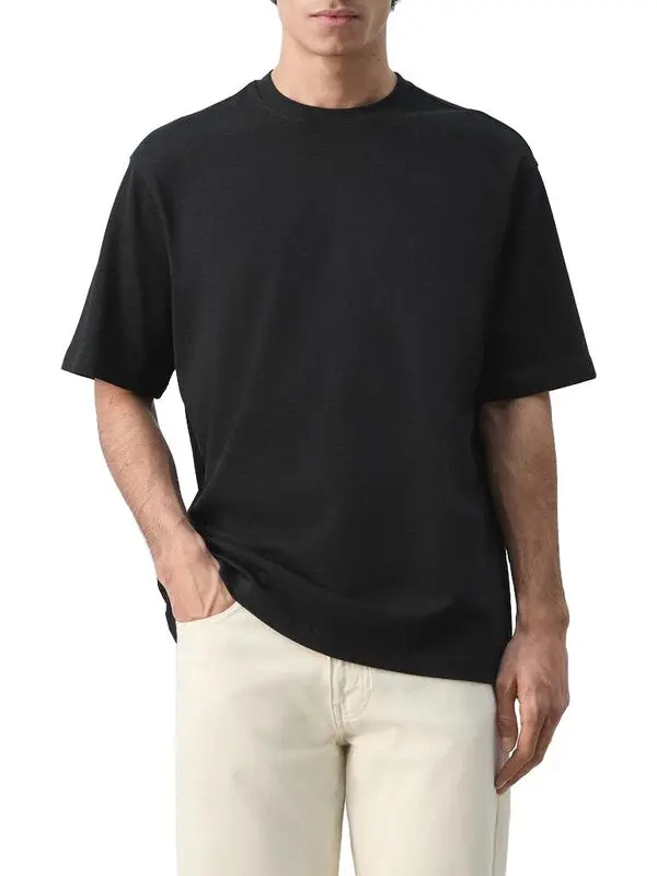 Mango Relaxed Fit Heavyweight Cotton T-shirt - Black