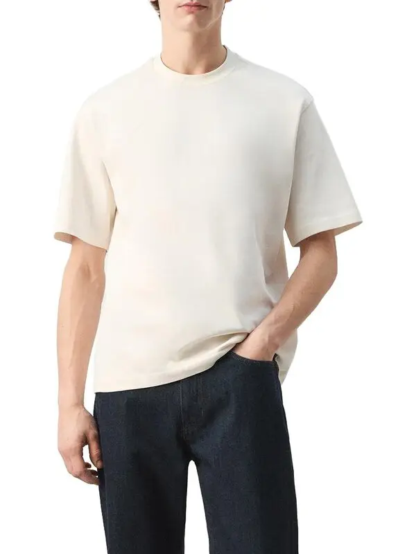 Mango Relaxed Fit Heavyweight Cotton T-shirt - Ecru
