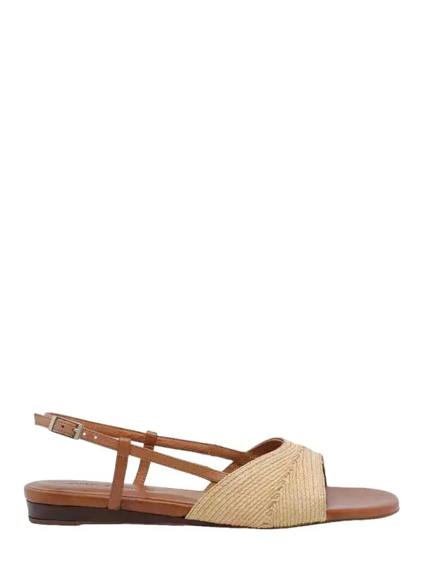 ANGEL ALARCON Woven Strap Slingback Sandals - Brown