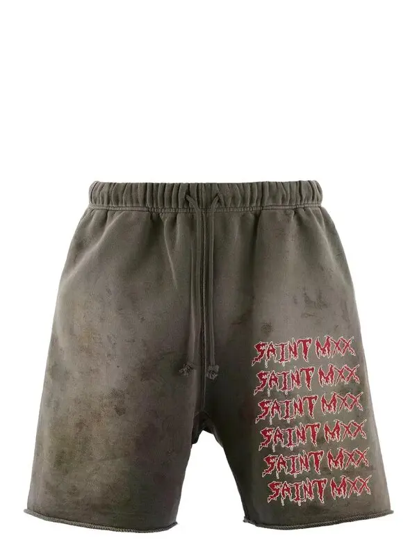 SAINT MXXXXXX Logo-print Track Shorts - Grey