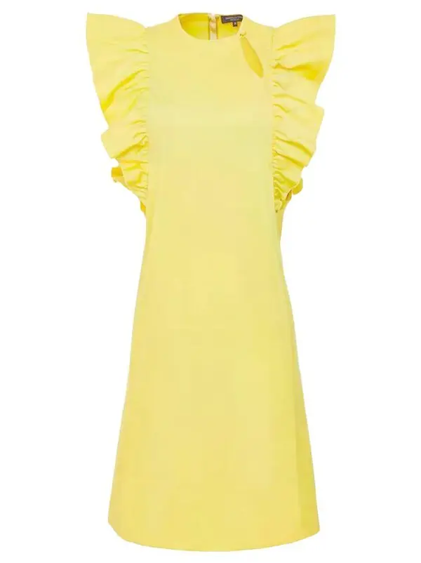 Shanghai Tang Ruffled Cut-out Mini Dress - Yellow