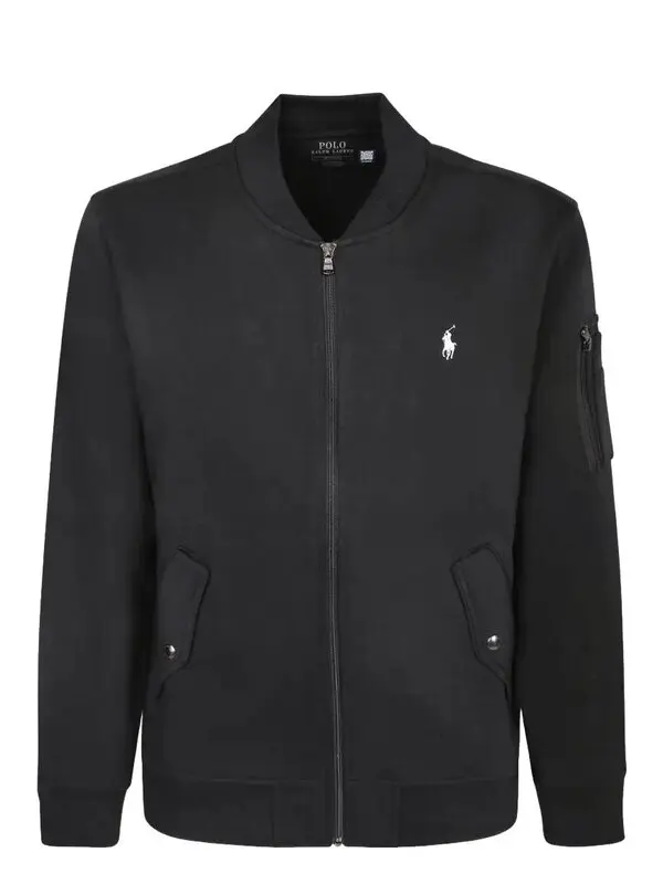 Polo Ralph Lauren Logo-embroidered Zip-up Cotton Bomber Jacket - Black