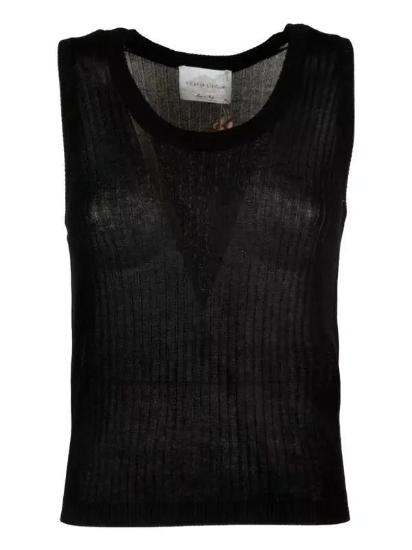 CINQUE Ribbed-knit Tank Top - Black