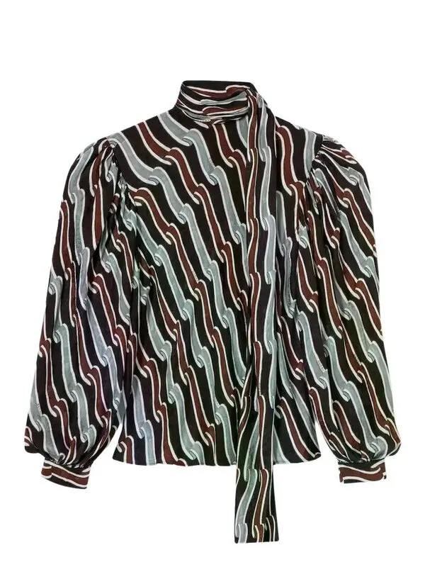 Gucci Heritage Ribbon-print Blouse - Black