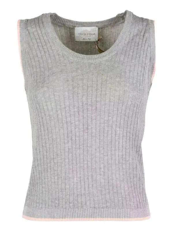 CINQUE Ribbed Knit Tank Top - Grey