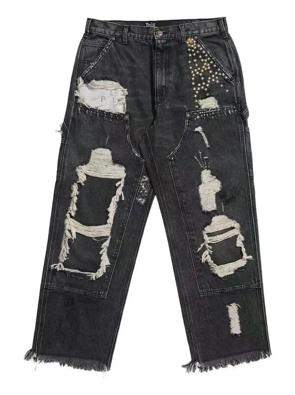 PALY Studded Distressed Jeans - Grey