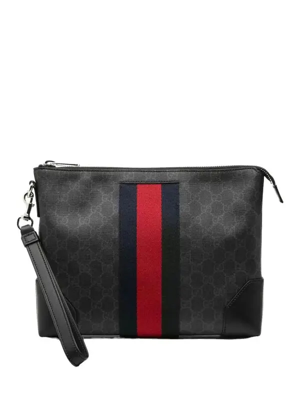 Gucci Gg Supreme Web Clutch Bag - Black