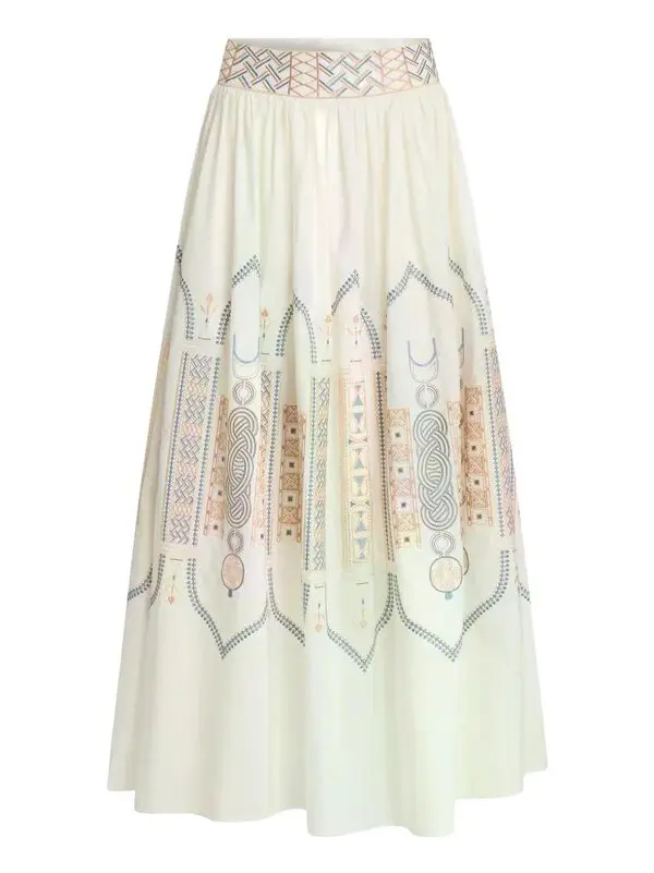 EMPORIO SIRENUSE Embroidered Maxi Skirt - Neutrals