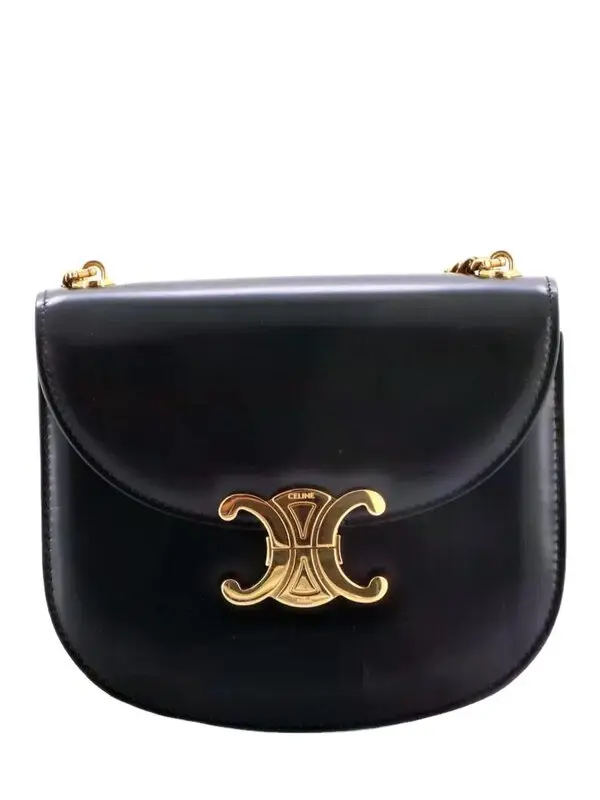 Celine Triomphe Clea Besace Chain Flap Bag - Black