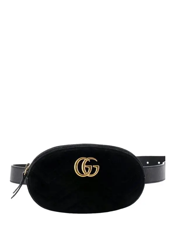 Gucci Gg Marmont Matelasse Velvet Belt Bag - Black