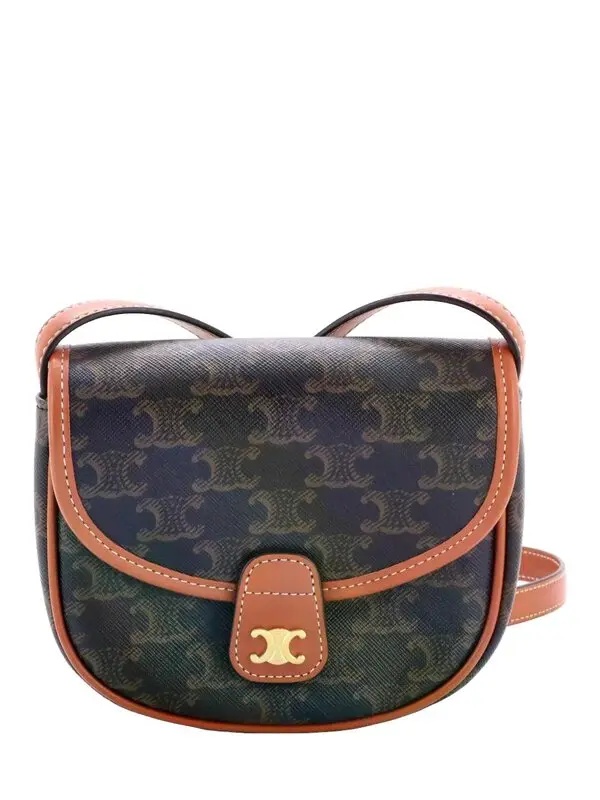 Celine Besace Flap Bag Triomphe Coated Canvas Mini - Brown