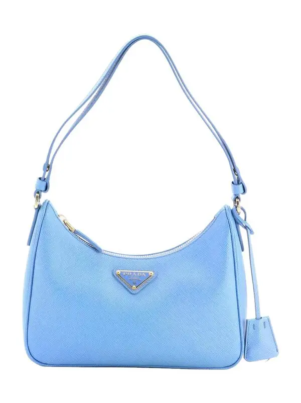 Prada Re-edition Hobo Saffiano Leather Mini Shoulder Bag - Blue