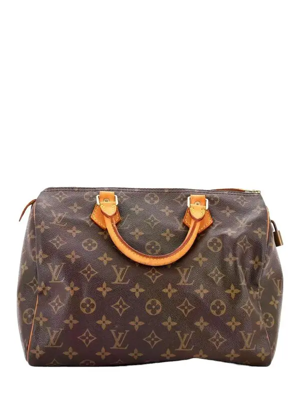 LOUIS VUITTON Speedy 30 Handbag Monogram Canvas Satchel - Brown