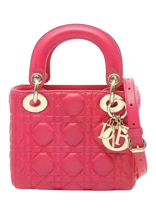 Dior Mini Lambskin Cannage Lady Satchel - Pink