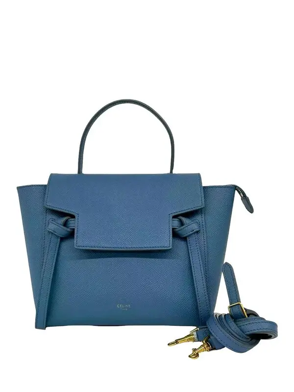 Celine 2000-2026 Nano Grained Calfskin Belt Bag Satchel - Blue