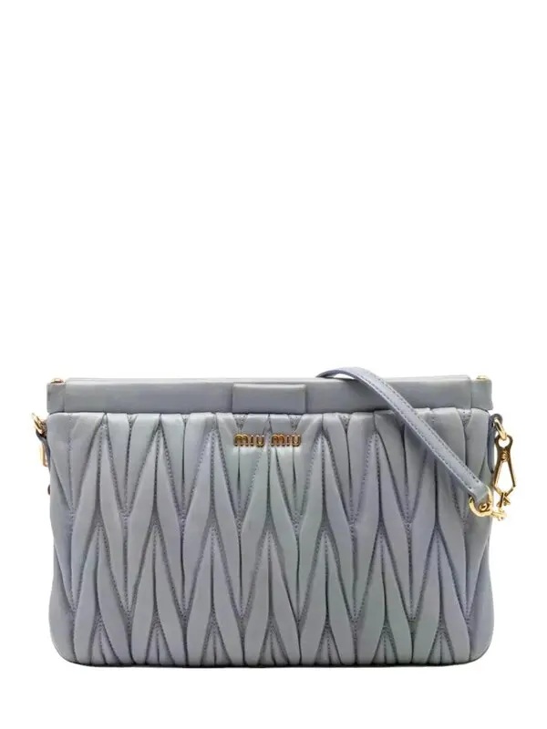 Miu Miu 2010-2026 Matelasse Nappa Frame Clutch With Strap - Grey