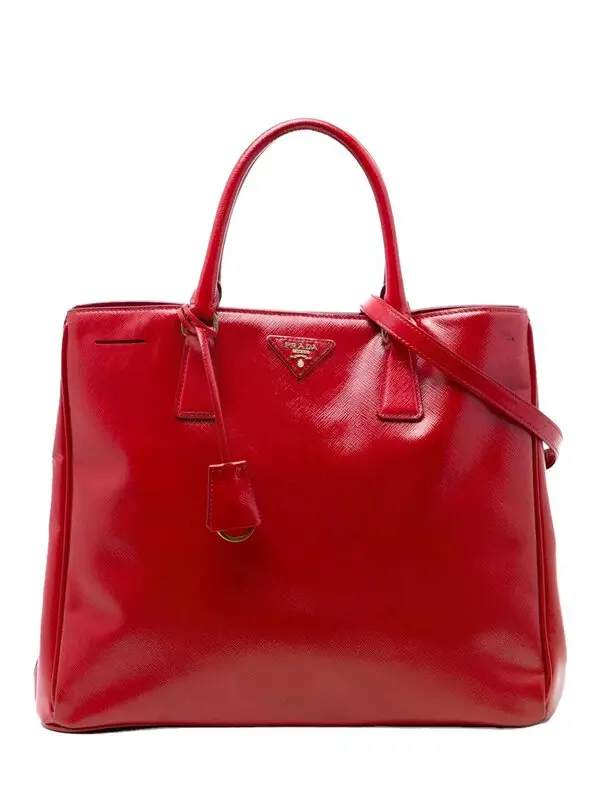 Prada Large Saffiano Vernice Galleria Satchel - Red