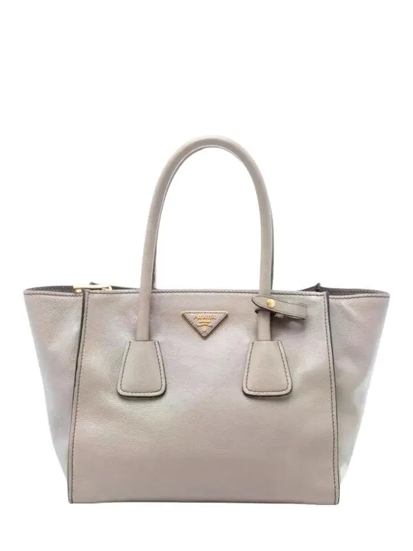 Prada Glace Calf Twin Pocket Double Handle Satchel - Neutrals