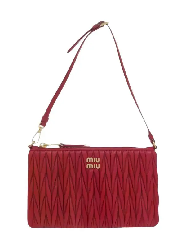 Miu Miu 2010-2026 Matelasse Nappa Convertible Shoulder Bag - Red