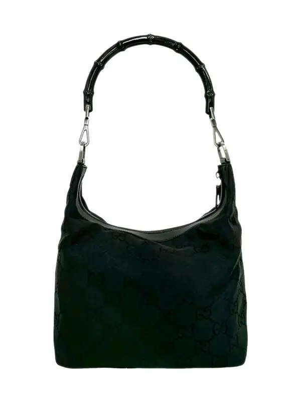 Gucci Gg Nylon Bamboo Shoulder Bag - Black