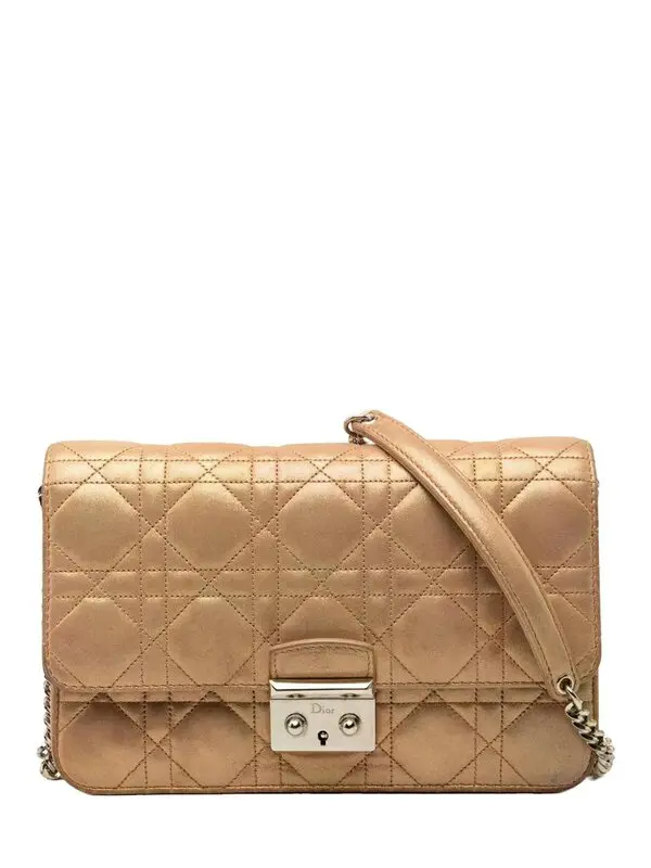 Dior 2015 Lambskin Cannage Miss Promenade Crossbody Bag - Gold