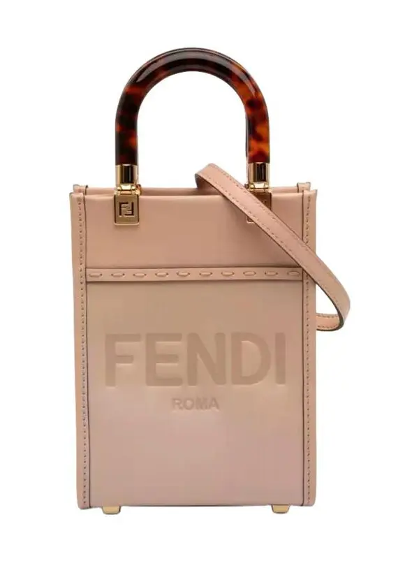 Fendi Mini Leather Sunshine Shopper Tote Satchel - Pink
