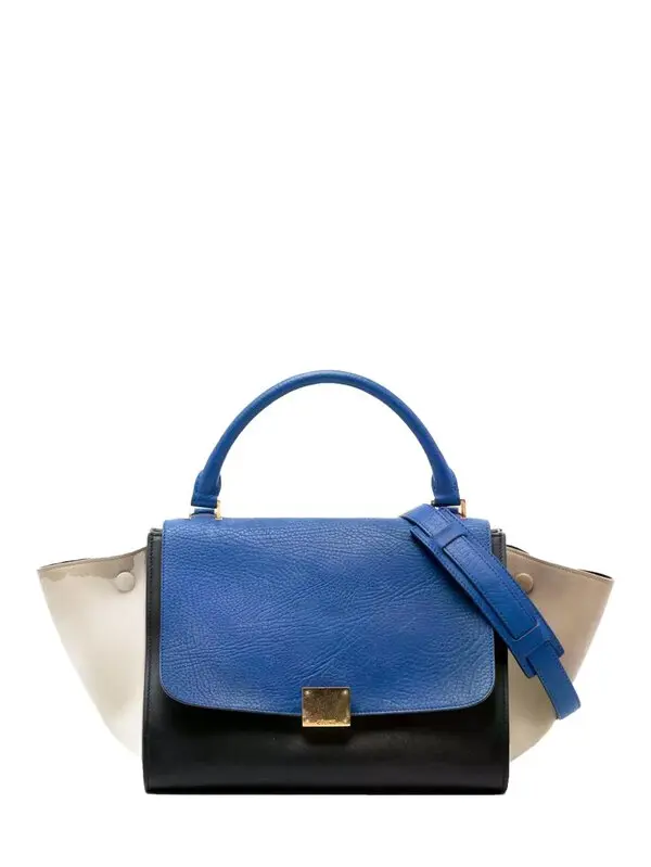 Celine 2015 Small Tricolor Trapeze Satchel - Black