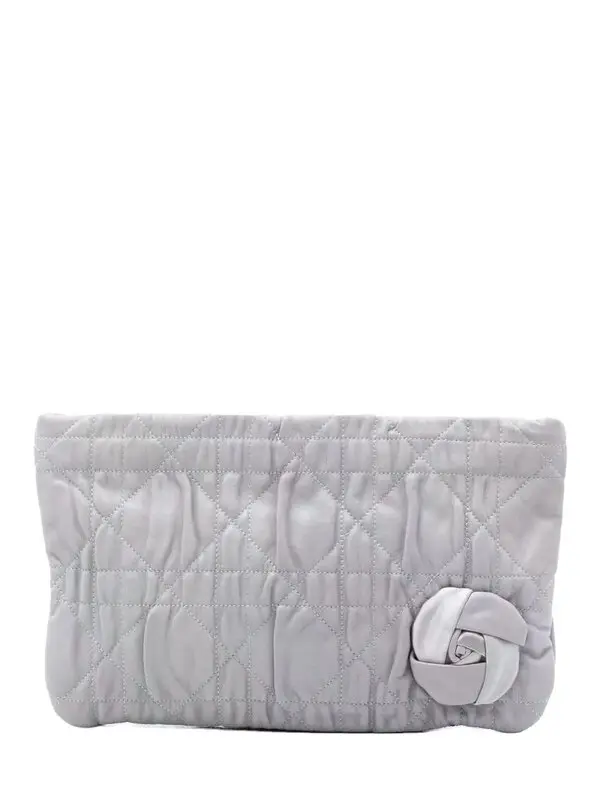 Dior 2010 Calfskin Cannage Rose Clutch - Grey
