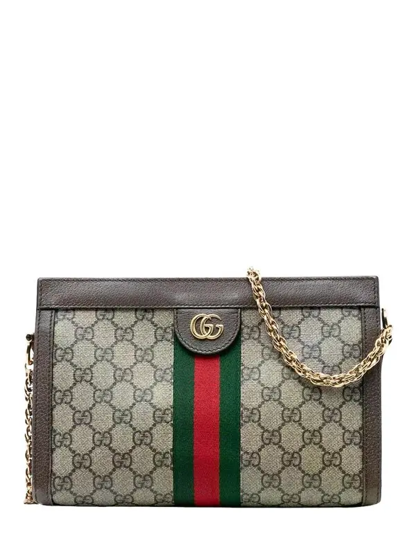 Gucci Small Gg Supreme Ophidia Chain Crossbody Bag - Neutrals