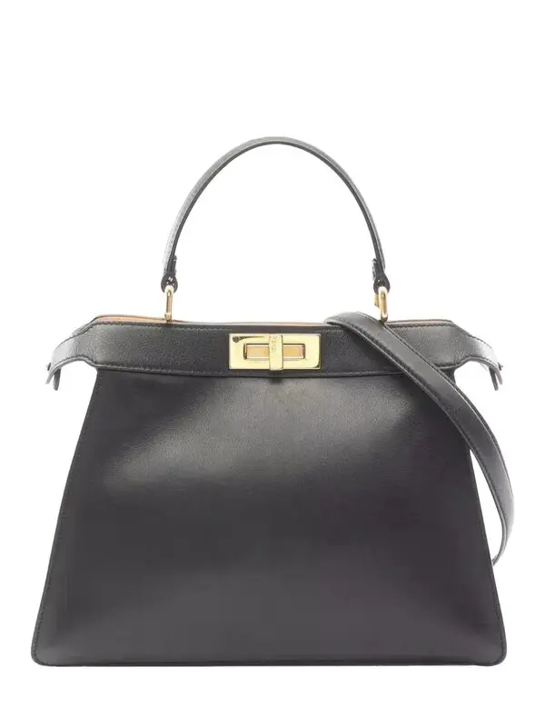 Fendi 2010-2026 Medium Leather Peekaboo Iseeu Satchel - Black