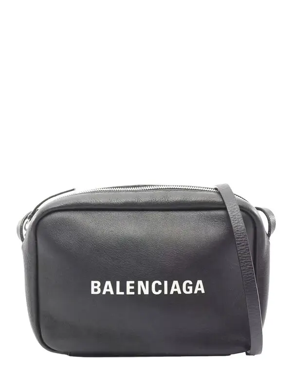 Balenciaga 2010-2026 Leather Logo Everyday Camera Bag - Black