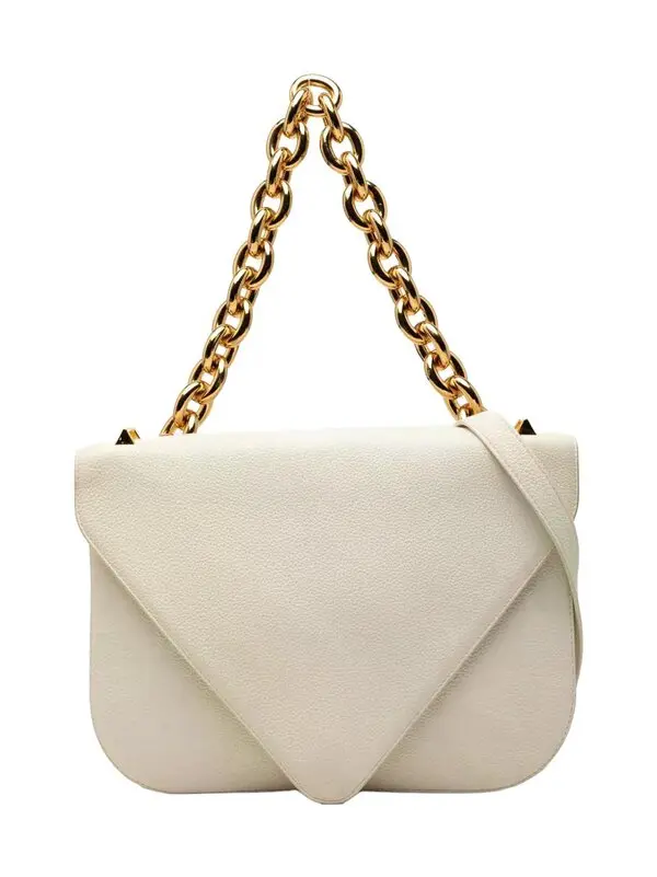 Bottega Veneta Medium Leather Mount Envelope Chain Bag Satchel - White