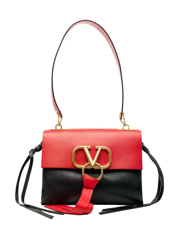 Valentino Garavani Small Colorblock Calfskin Vring Shoulder Bag - Red