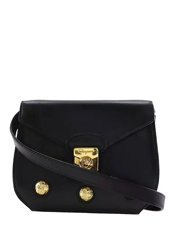 FERRAGAMO 1980-1990 Leather Crossbody Bag - Black