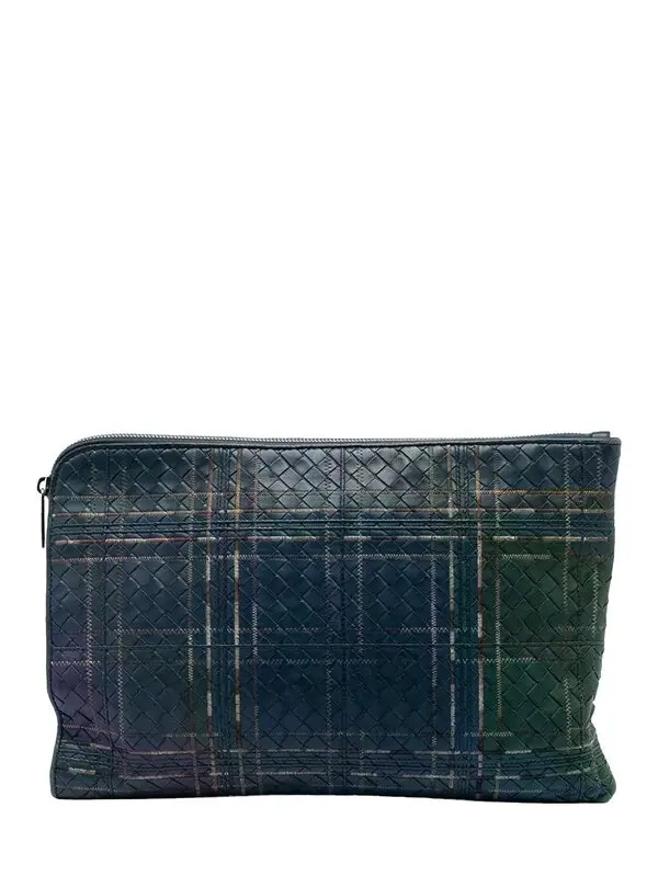 Bottega Veneta Nappa Intrecciato Metropolis Document Case Clutch Bag - Blue