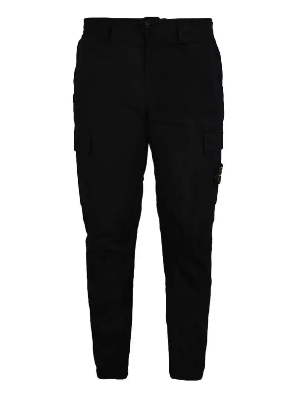 Stone Island Logo Patch Cargo Trousers - Black