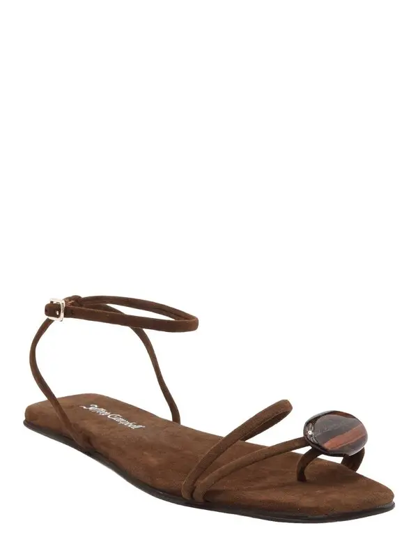 Jeffrey Campbell Lunara Ankle Strap Sandals - Brown Suede Combo