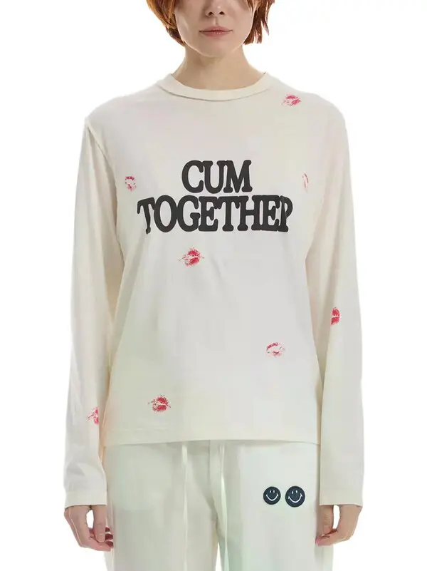 CARNE BOLLENTE Slogan-print Long-sleeve T-shirt - Neutrals