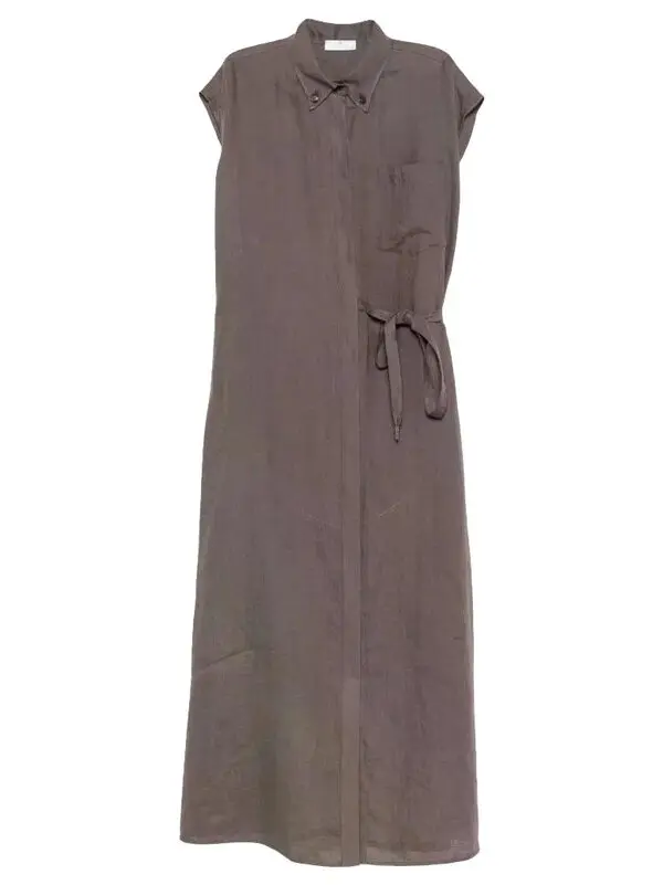 PANICALE Belted Sleeveless Midi Dress - Brown