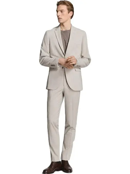 Mango Super Slim Fit Stretch Suit Pants - Ecru