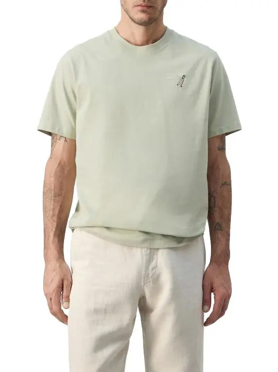 Mango Escape Mode Embroidered Cotton T-shirt - Mint Green